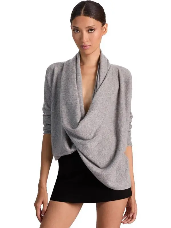 Alice + Olivia Jules Cashmere Draped Pullover - Gray