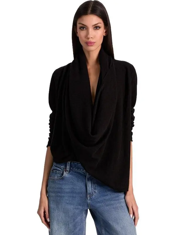 Alice + Olivia Jules Cashmere Draped Pullover - Black