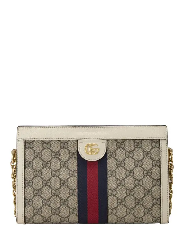 Gucci Gg Supreme Canvas Ophidia Shoulder Bag - White