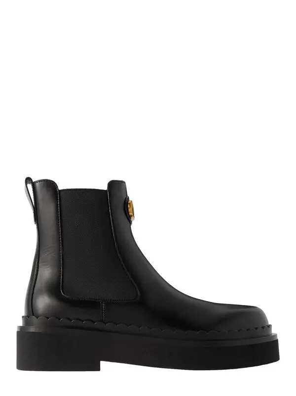 Valentino Garavani Beatle Vlogo Leather Ankle Boots - Black