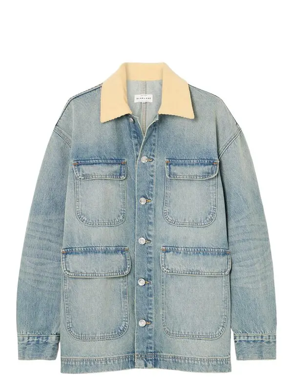 SLVRLAKE Hayden Corduroy-trimmed Denim Chore Jacket - Blue