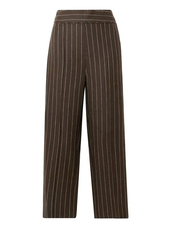 Posse Thea Pinstriped Linen-twill Pants - Brown
