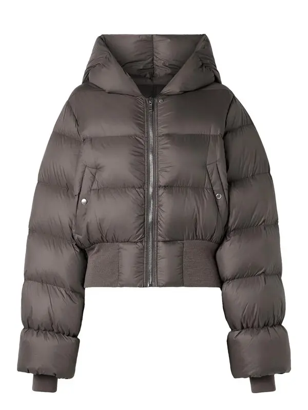 Rick Owens Hooded Quilted Recycled-shell Down Jacket - Brown
