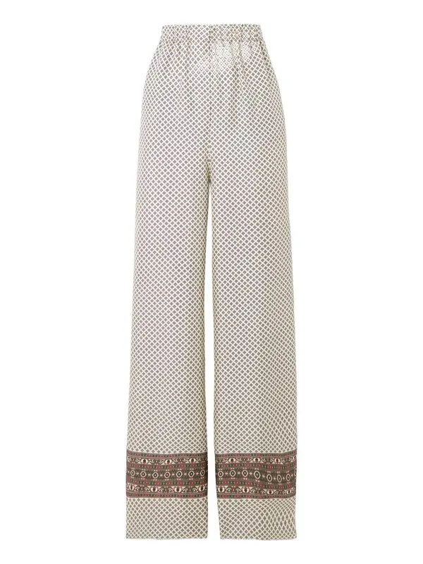 Loro Piana Valerio Printed Silk-twill Wide-leg Pants - Neutrals