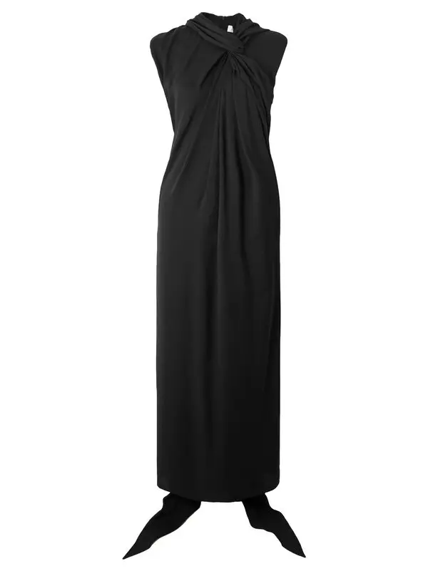 LANVIN Draped Crepe De Chine Maxi Dress - Black