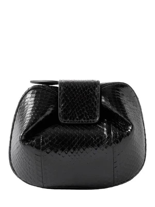 Gabriela Hearst Soft Demi Snake-effect Leather Clutch - Black