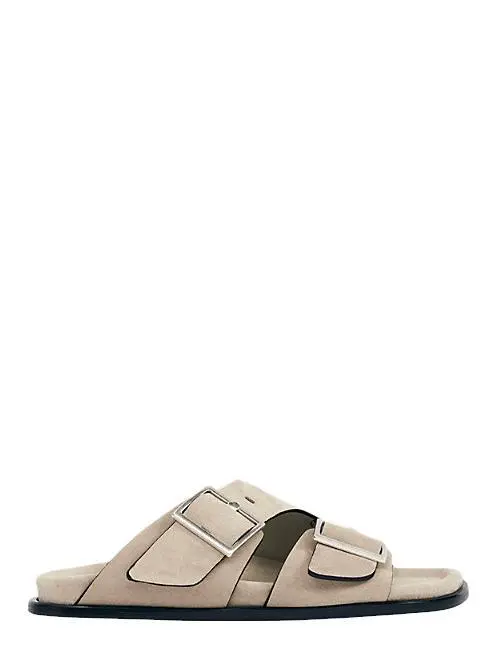 ALOHAS Alba Suede Flat Sandals - Beige Suede