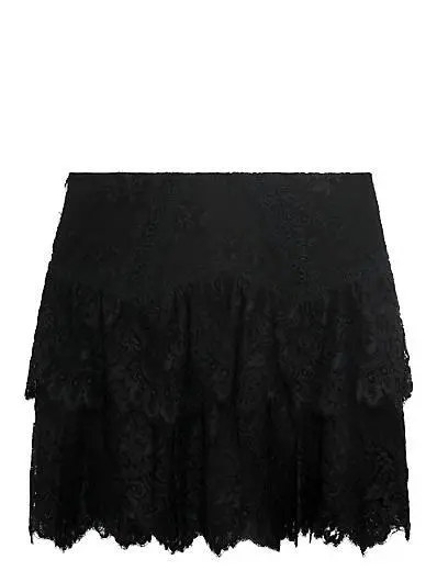 The Kooples Tiered Scalloped-trim Lace Mini Skirt - Black