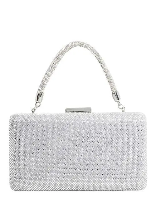DUNE Metallic Woven Clutch Bag - Silver Diamantes