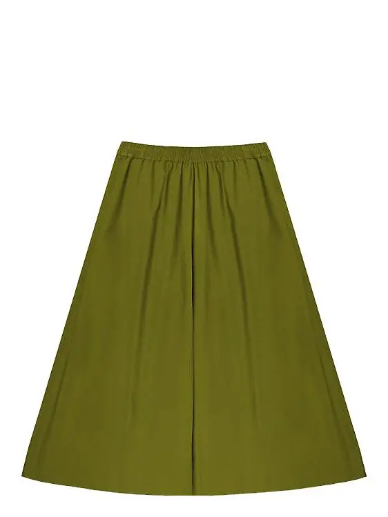 RO&ZO Wide-leg Cropped Cotton-poplin Culottes - Khaki