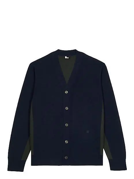 The Kooples Wool-blend Colour-block Cardigan - Navy-green