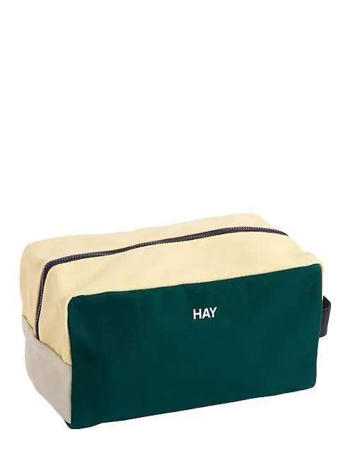 HAY Branded Colour-block Cotton Wash Bag - Dark Green Multi