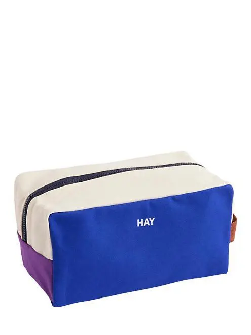 HAY Branded Colour-block Cotton Wash Bag - Electric Blue Multi