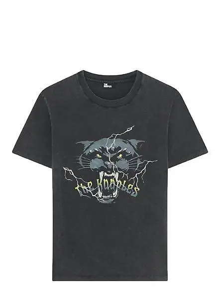 The Kooples Branded-print Short-sleeved Cotton-jersey T-shirt - Black Washed