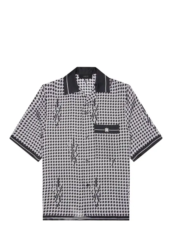 Amiri Houndstooth Print Bowling Shirt - Black