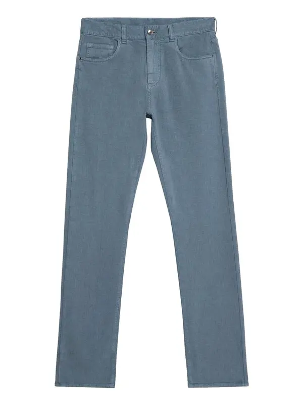 Canali Cotton-stretch Five-pocket Trousers - Blue