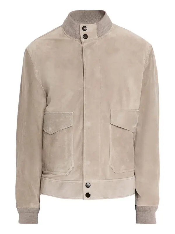 Dunhill Harrington Suede Snap-front Blouson - Ltgray