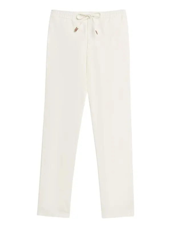 Canali Cotton-stretch Straight Fit Drawstring Pants - White