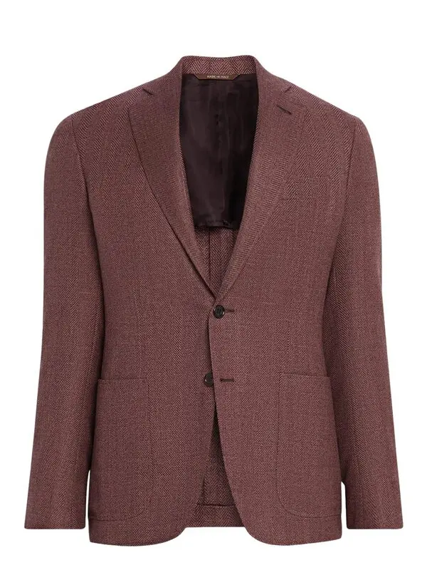 Canali Herringbone Notch Lapel Sport Coat - Pink