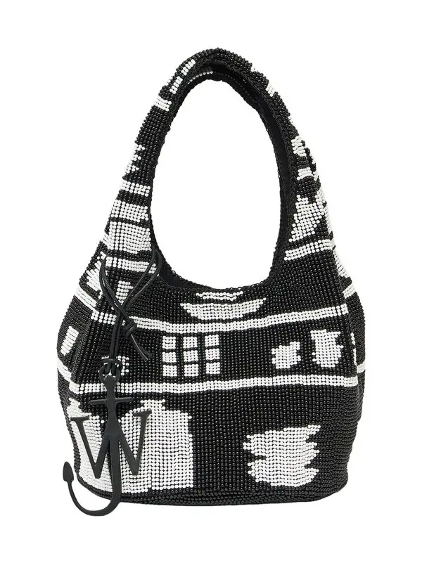 JW Anderson Mini Beaded Shopper Top-handle Bag - 901 Black White