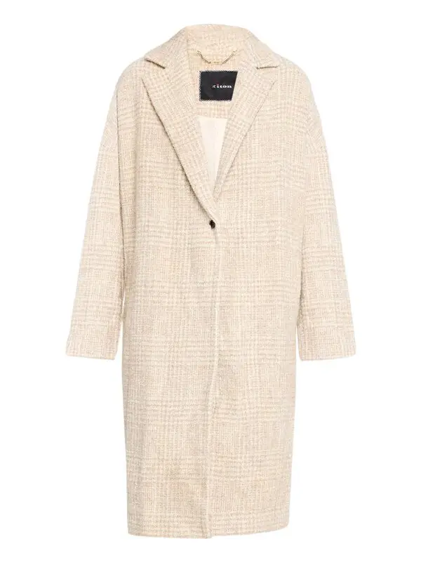 Kiton Paillette Check Tweed Single-breasted Coat - Beige