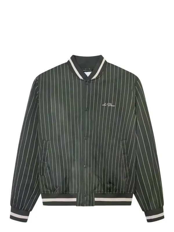 LES DEUX Pinstripe Bomber Jacket - Green