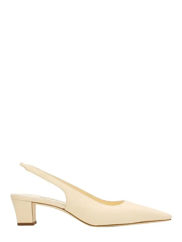 Manolo Blahnik Leather Slingback Pumps - Cream