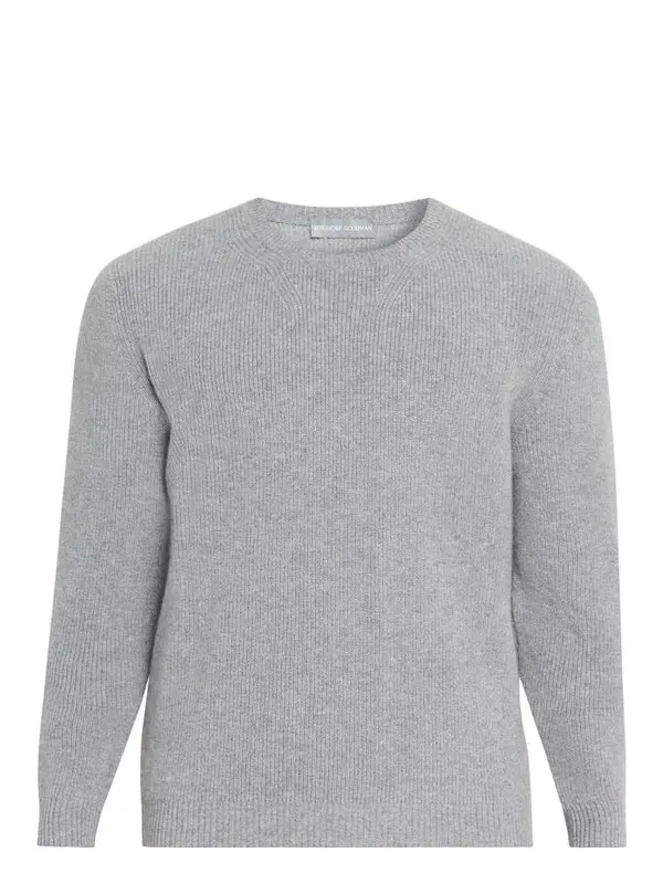 Bergdorf Goodman Cashmere Fisherman Rib Crewneck Sweater - Flannel