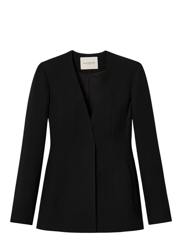 Lafayette 148 New York Wool-silk Collarless Blazer - Black