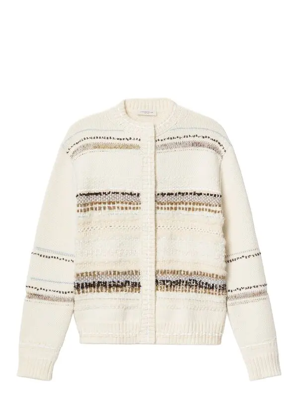 Lafayette 148 New York Merino Wool Cashmere Knit Cardigan - Cloud Multi