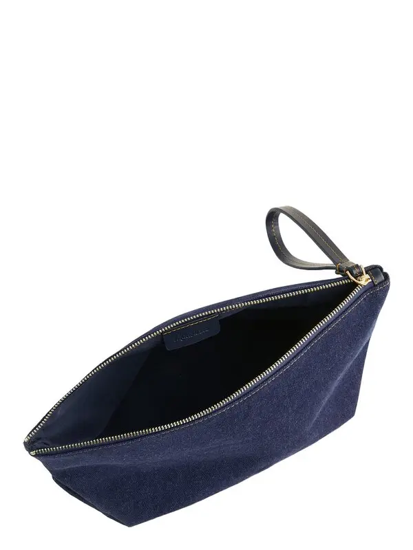Madewell Denim Zip Wristlet - Dark Denim Multi
