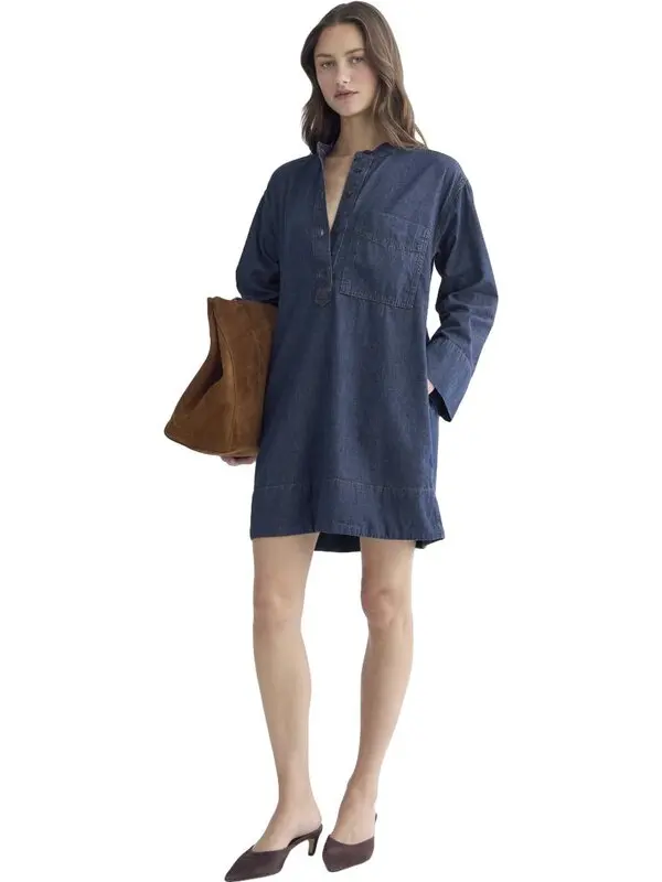 Everlane Denim Popover Shirt Dress - Dark Indigo