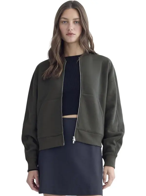 Everlane Luxe Fleece Bomber Jacket - Washed Black