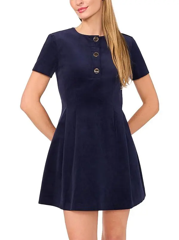 Ted Baker London Cordis Placket Corduroy Mini Dress - Baritone Blue