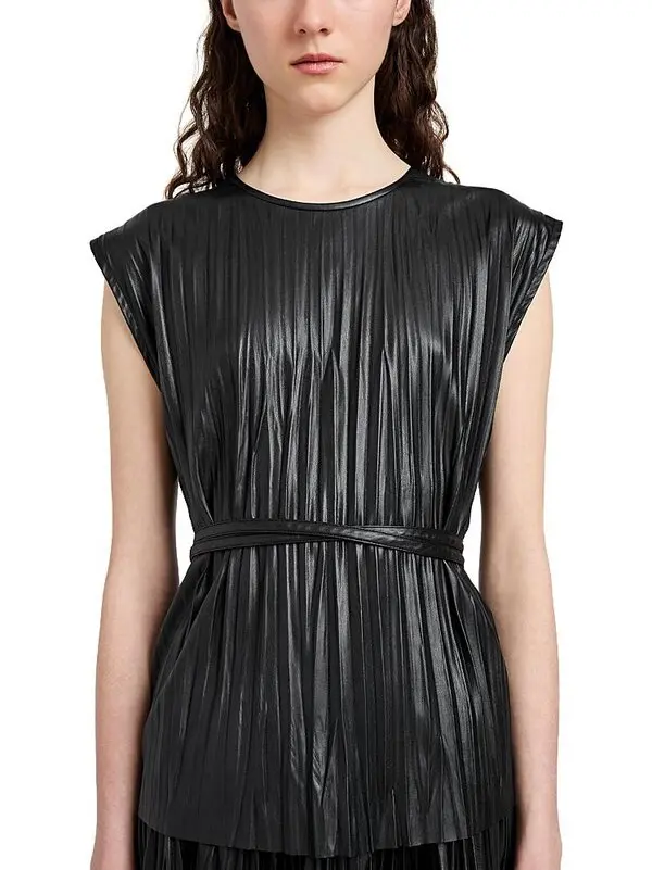 Proenza Schouler White Label Lyra Faux Leather Top - Black