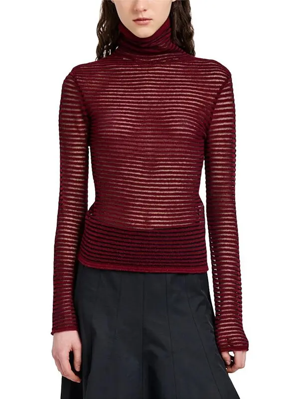 Proenza Schouler White Label Hailey Stripe Roll Neck Sweater - Claret/black