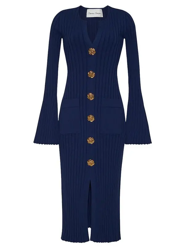 Cara Cara Aron Midi Sheath Dress - Navy Knit