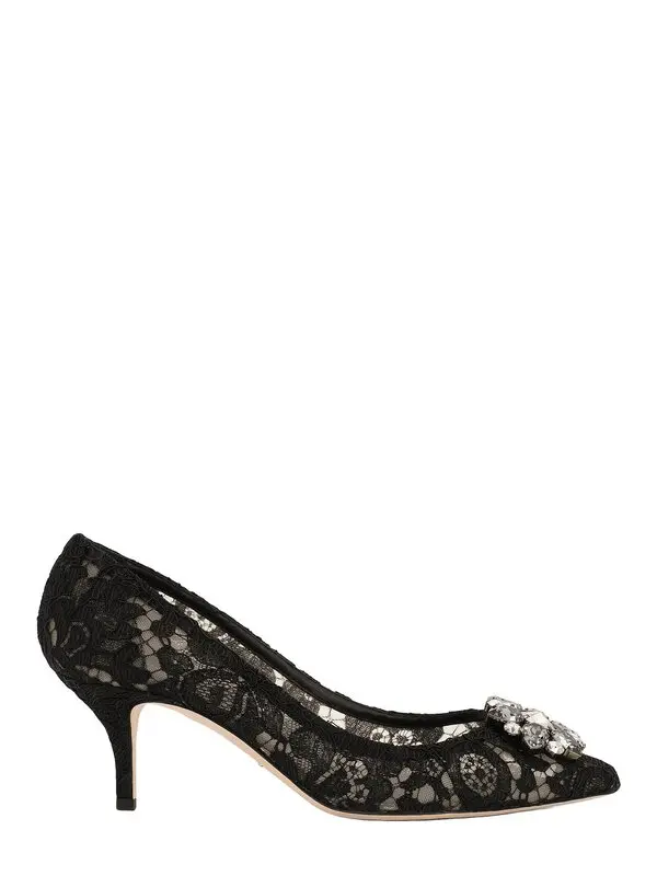 Dolce & Gabbana Bellucci Lace Pumps With Brooch - Black