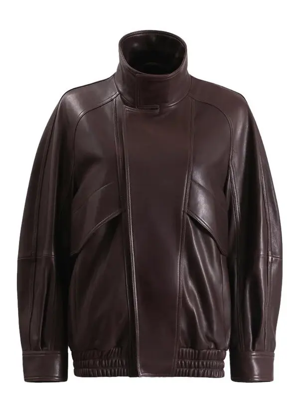 Nour Hammour Ariste Fluid Leather Jacket - Rich Brown