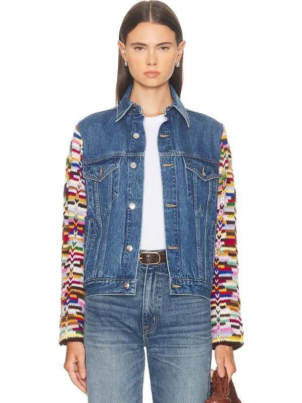 Monse Crochet Sleeves Denim Jacket - Indigo