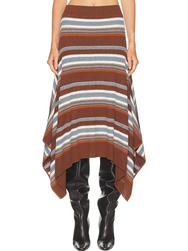 Monse Striped Jacquard Cascade Midi Skirt - Brown Multi