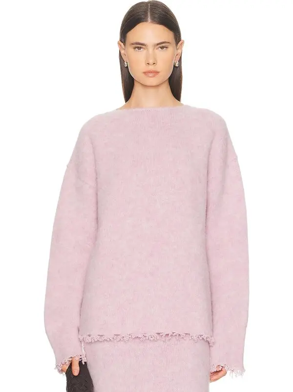 JIL SANDER Boat Neck Frayed Edge Sweater - Twilight