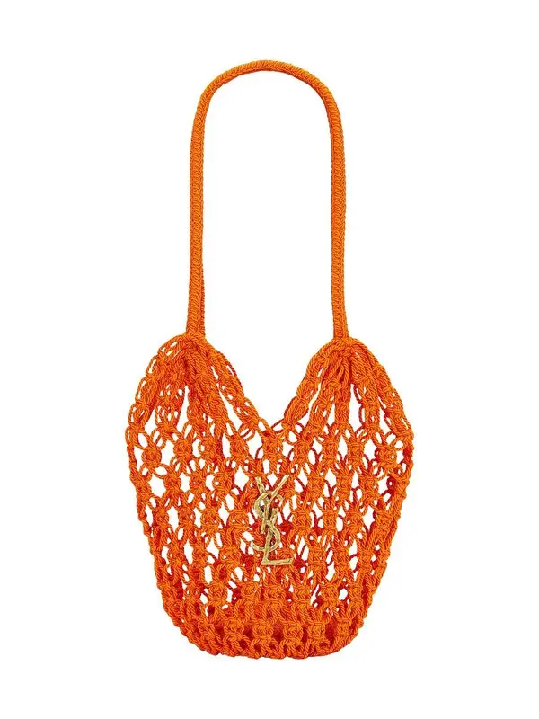 Saint Laurent Small Shopping Crochet Bag - Blazing Orange