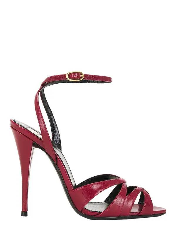 Saint Laurent Touze Heeled Sandal - Cardinal Red