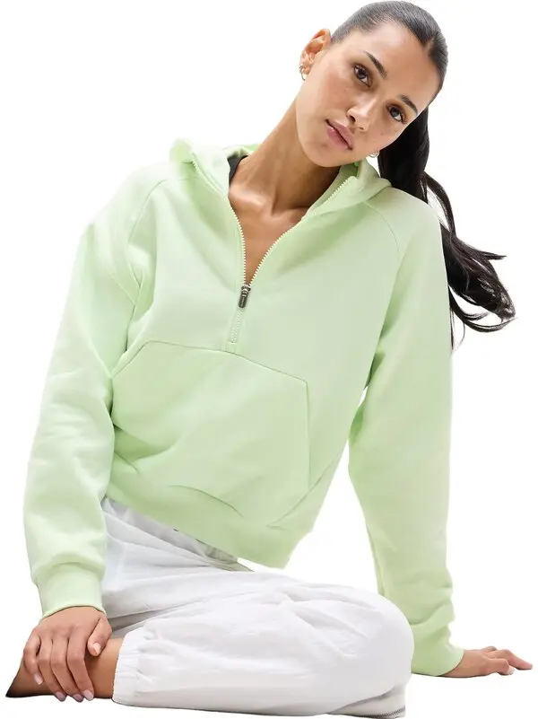 Athleta Relaxed Fleece Half-zip Hoodie - Honeydew