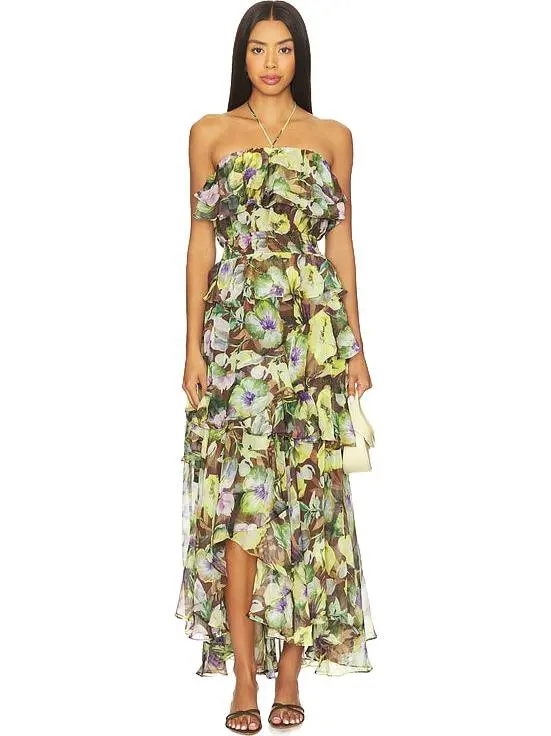 Astr The Label Elena Dress - Brown Yellow Floral