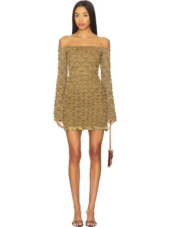 Prabal Gurung Off-shoulder Long Sleeve Mini Dress - Toast