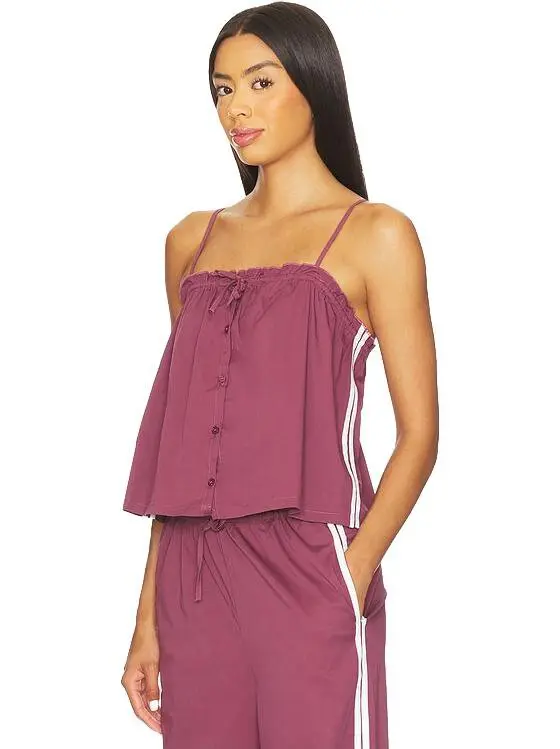 WeWoreWhat Button Up Boxy Tank - Plum & White