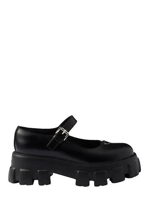 Prada Monolith Leather Loafers - Black