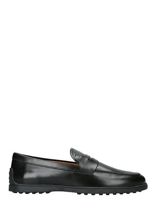 TOD'S Leather Loafer With Rubber Pebble Sole - Black